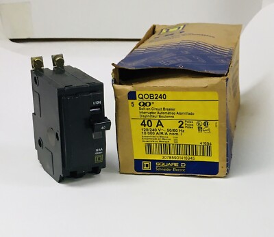 SQUARE D QOB240 QO MINI BREAKER 40AMP 2POLE 120/240V 10kA BOLT-ON 5CT ...
