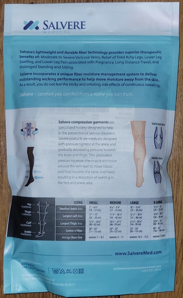 Salvere Medical Women's Simply Sheer Compression Thigh High Black Large ...