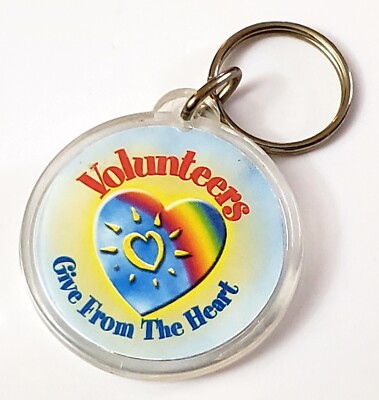 Vintage Volunteers Give From The Heart Colorful Plastic Keychain Key ...