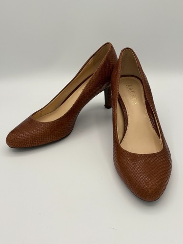 Ralph Lauren Harper Women's Pumps – Size 7B, Brown Leather, Almond Toe ...