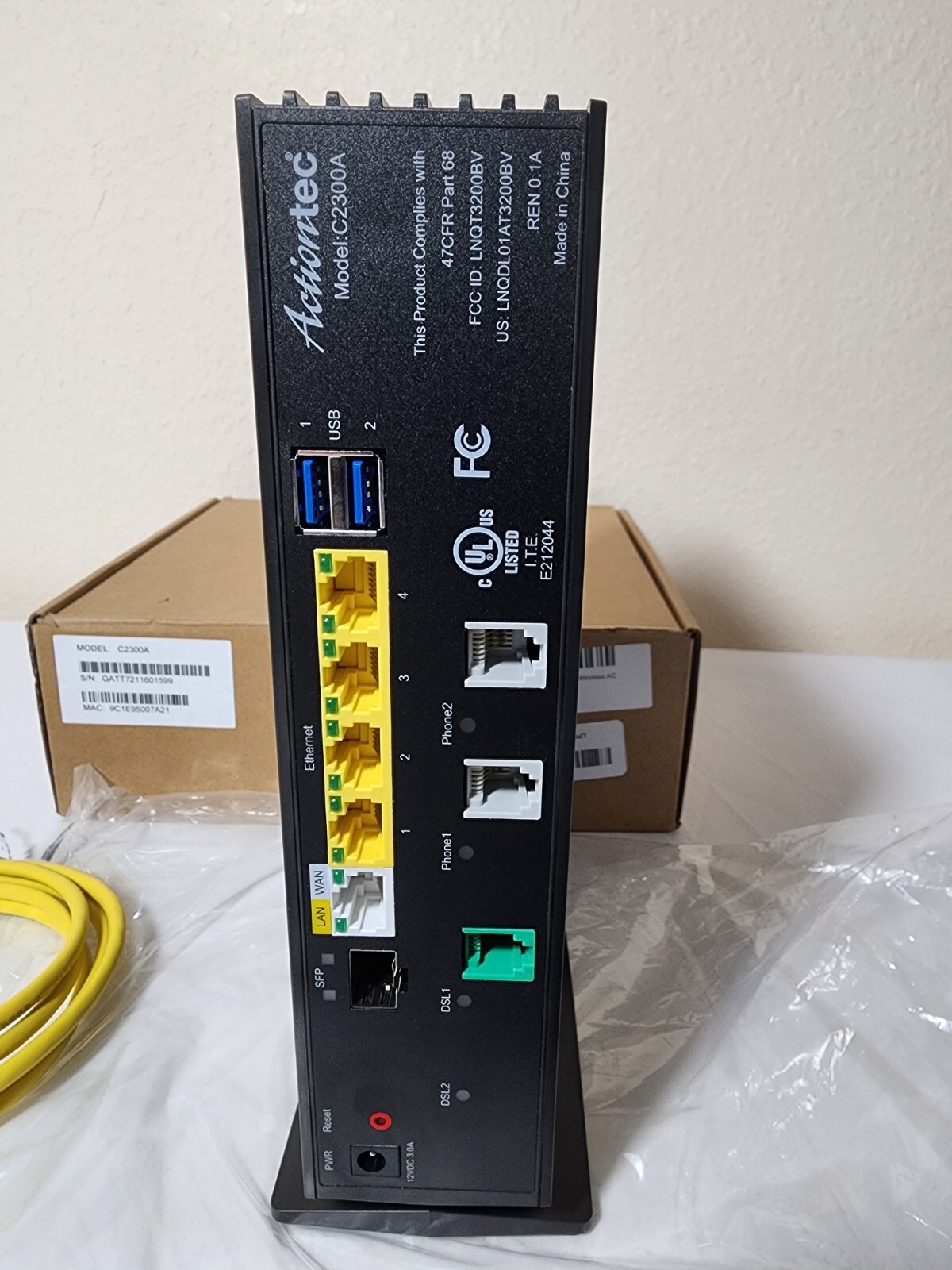 Actiontec C2300A Black Bonded Powered Wireless AC Gateway Router for ...