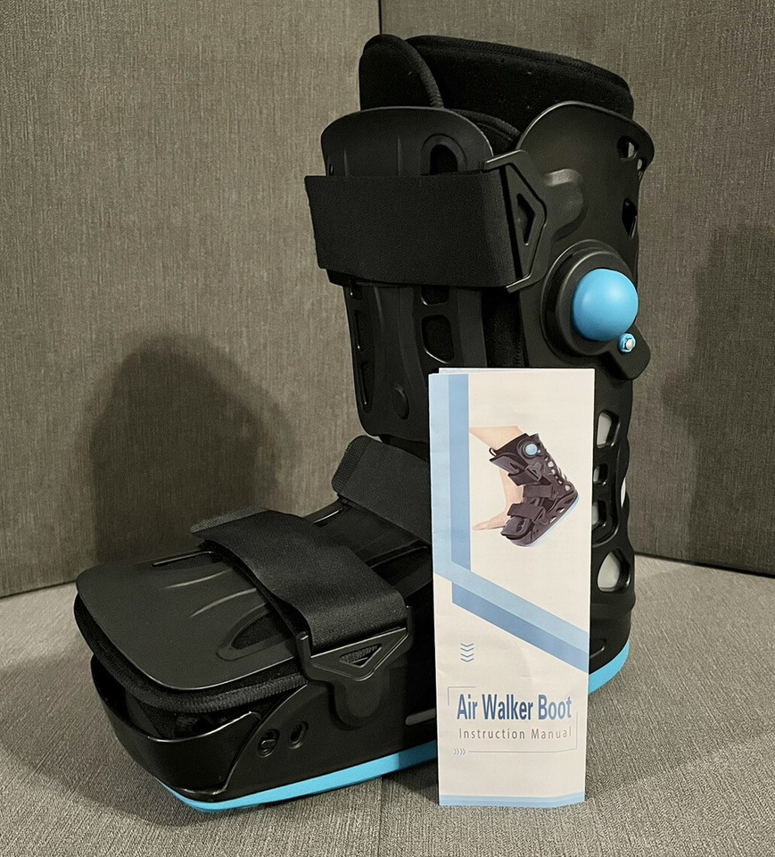 Medical Inflatable Air Cam Walker Boot Left Foot - Black/Blue (Large ...