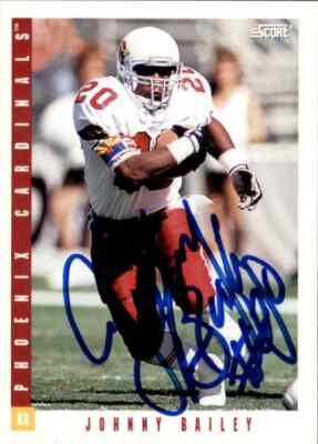 Autographed Johnny Bailey 1993 Score Arizona Cardinals Football Card ...