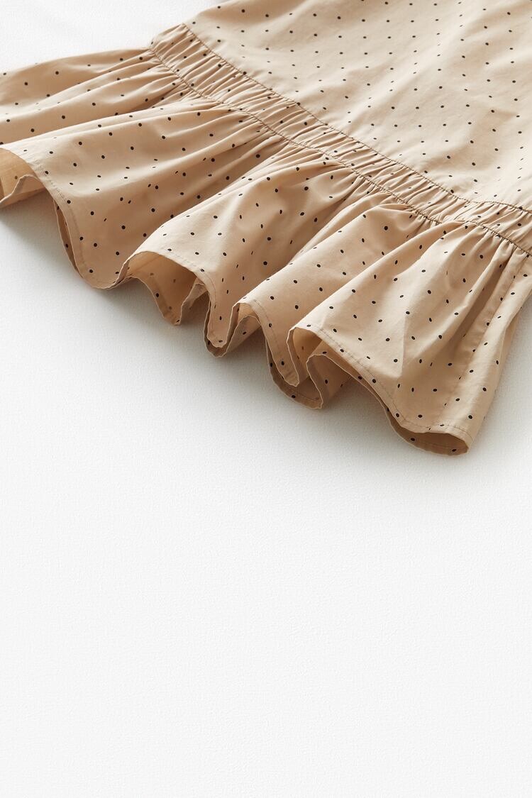 Zara Kids Girl Polka Dot Poplin Dress Taupe Brown 1213/421 Zara Kids Girl Polka Dot Poplin Dress Taupe Brown 1213/421
