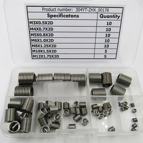 60 pcs Helicoil Stainless Steel Thread Repair Insert Kit M3 M4 M5 M6 M8 ...