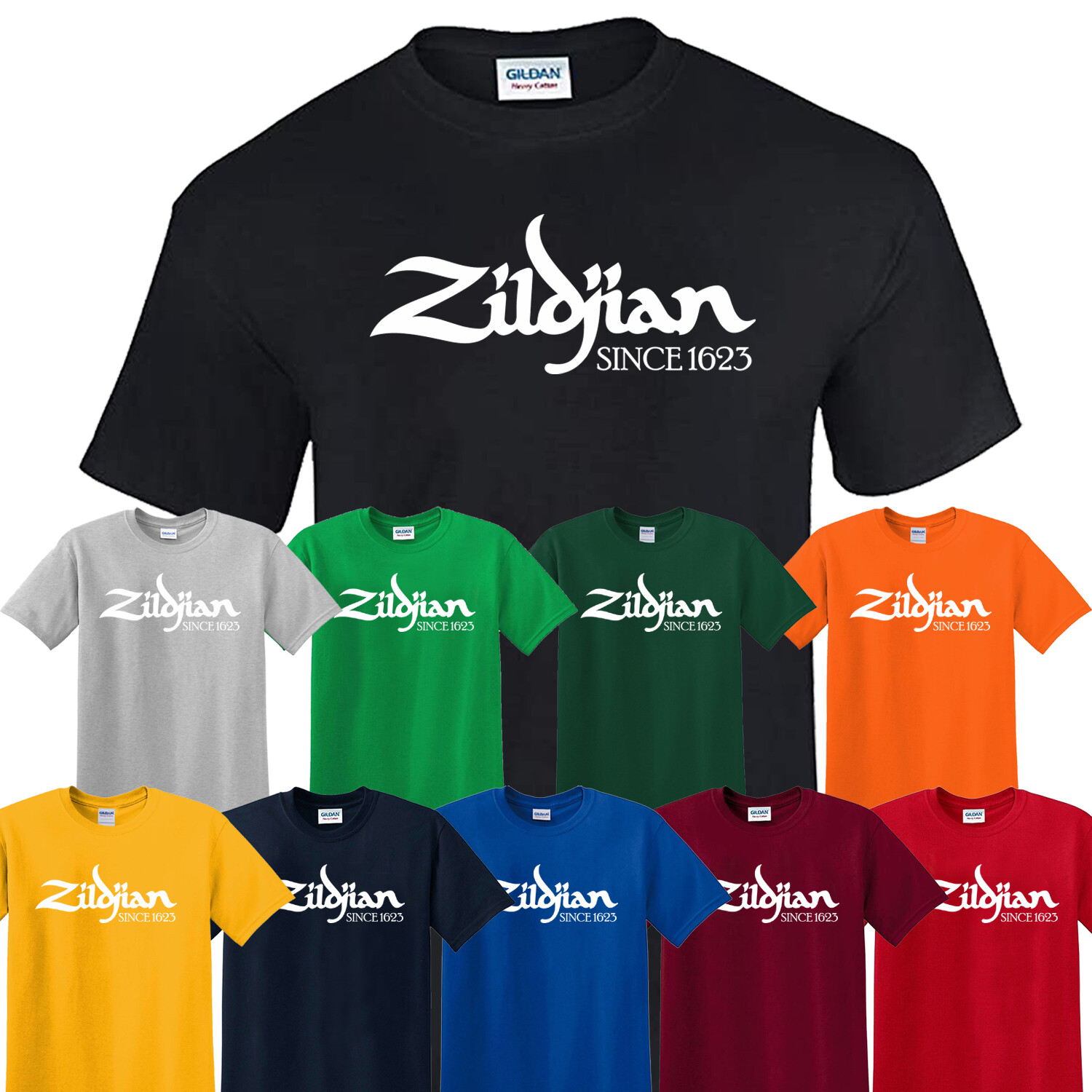 Zildjian Since T-Shirt Drums Drummer Cymbals Musician Adults Kids Tee ...