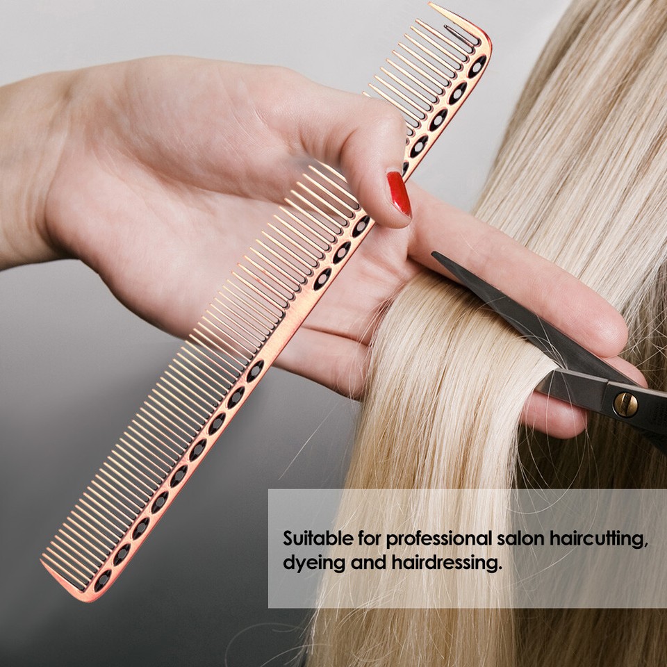 2Pcs Salon Hair Comb with Scale Professional Barber Hairdressing Steel ...
