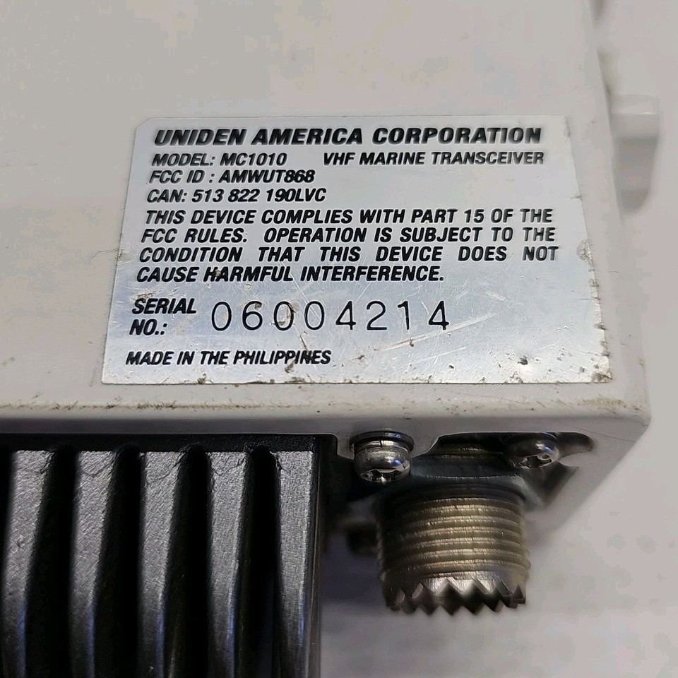 Uniden MC 1010 Desktop VHF Marine Radio White WX MEM SCAN SQUELCH ...
