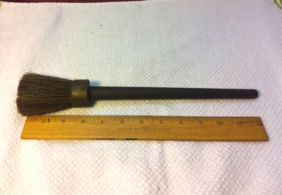 Vintage Shabby Old Tar Brush/Paint Brush, 12 1/4", W/Brass Metal Band ...