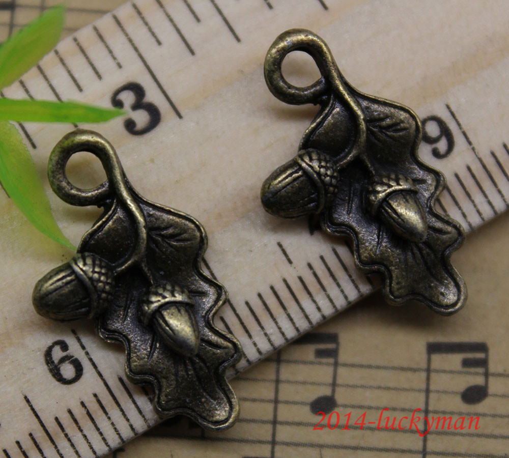 5/20/60/100X Oak tree Leaves fruit alloy charms pendants 13x22mm | eBay