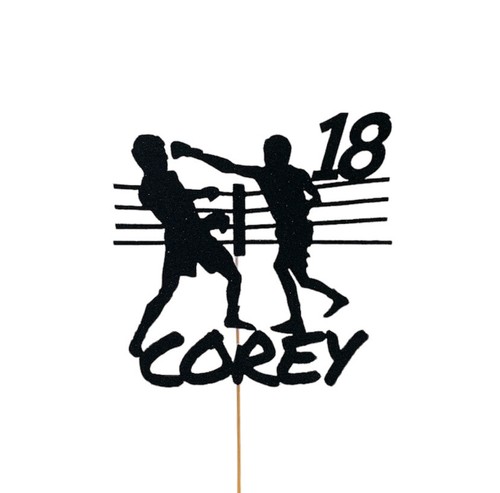 CAKE TOPPER Boxing Ring Boxer Personalised Birthday Add Any Name & Age ...