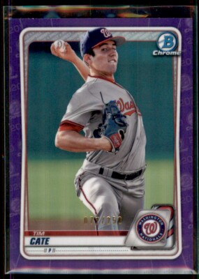 2020 Bowman Chrome PURPLE Tim Cate Washington Nationals #BCP-83 72/250 ...