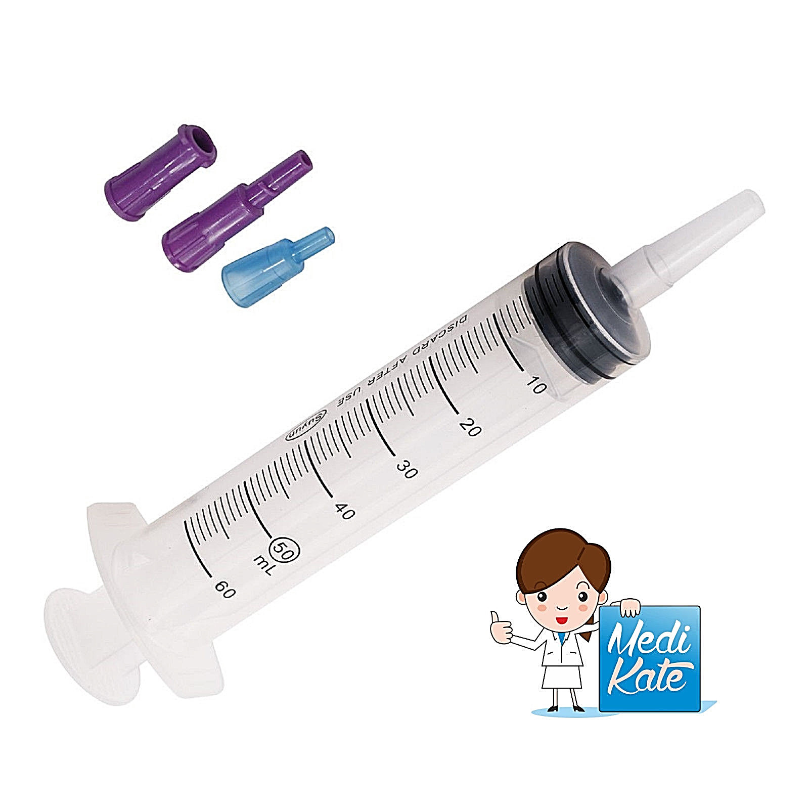 Syringe 50/60 ml Wound Disposable with ENFit +Luer Adapter Top Brand ...