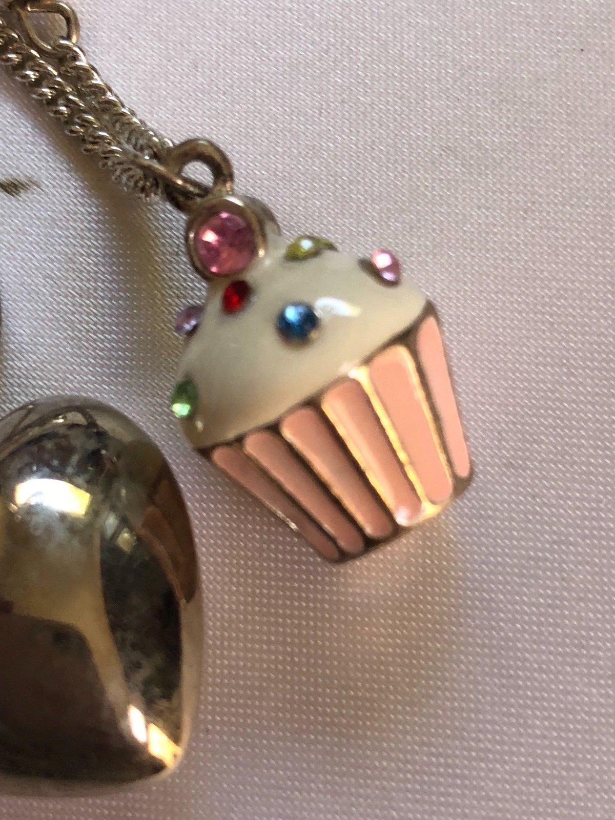 Lot of 5 multi style Puffed Heart Cupcake Journey link chains charm ...
