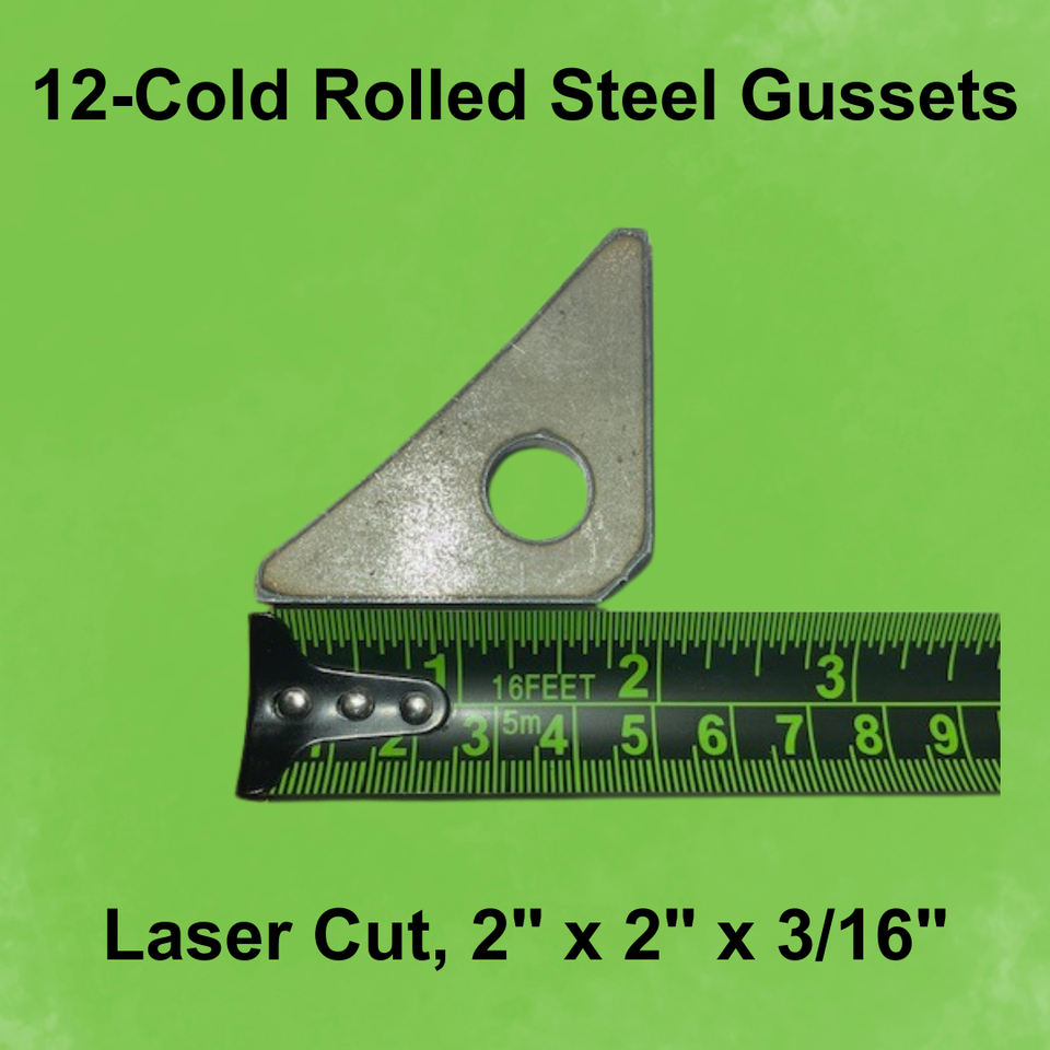 Roll cage Gusset 2”x2"x 3/16” -Set of (12) Steel Gussets, Cold Rolled ...