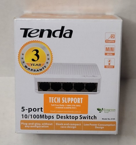 Tenda 5 Port Ethernet 10/100Mbps Desktop Switch Compact Low Consumption ...