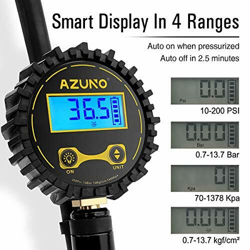 AZUNO Digital Tire Inflator with Pressure Gauge, 200 PSI Heavy Duty Air ...