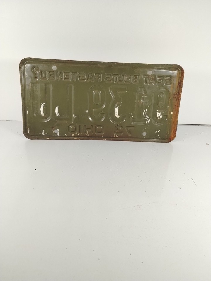 Vintage Ohio OH License Plate 1973 SEAT BELTS FASTENED? No. 9139 LU ...