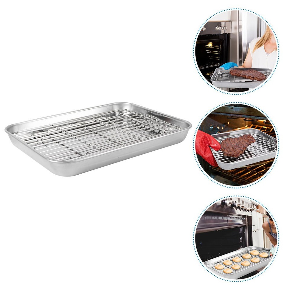 Cookie Cooling Rack with Tray Wire Racks for Baking Toaster Oven Pan ...