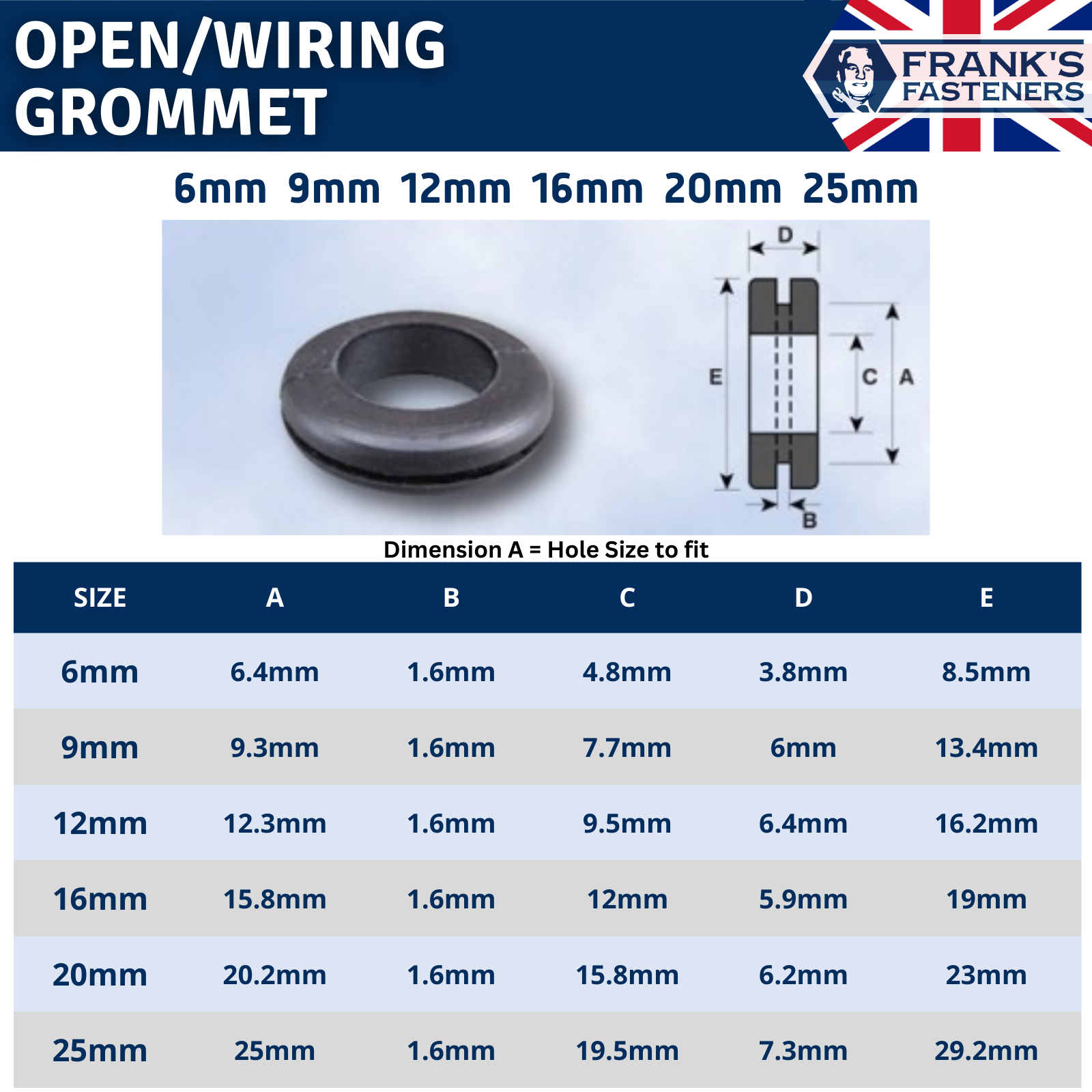 🇬🇧 Wiring Open Grommets 6mm 9mm 12mm 16mm 20mm 25mm - Rubber Open ...