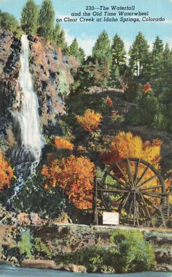 Postcard CO Idaho Springs Clear Creek Waterfall Waterwheel Mining ...
