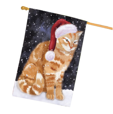 Christmas Let it Snow Tabby Cat House Flag Outdoor Garden D?cor | eBay