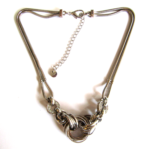 Ann Taylor Rhinestone Interlocking Circle Chain Link Necklace Silver 1 ...