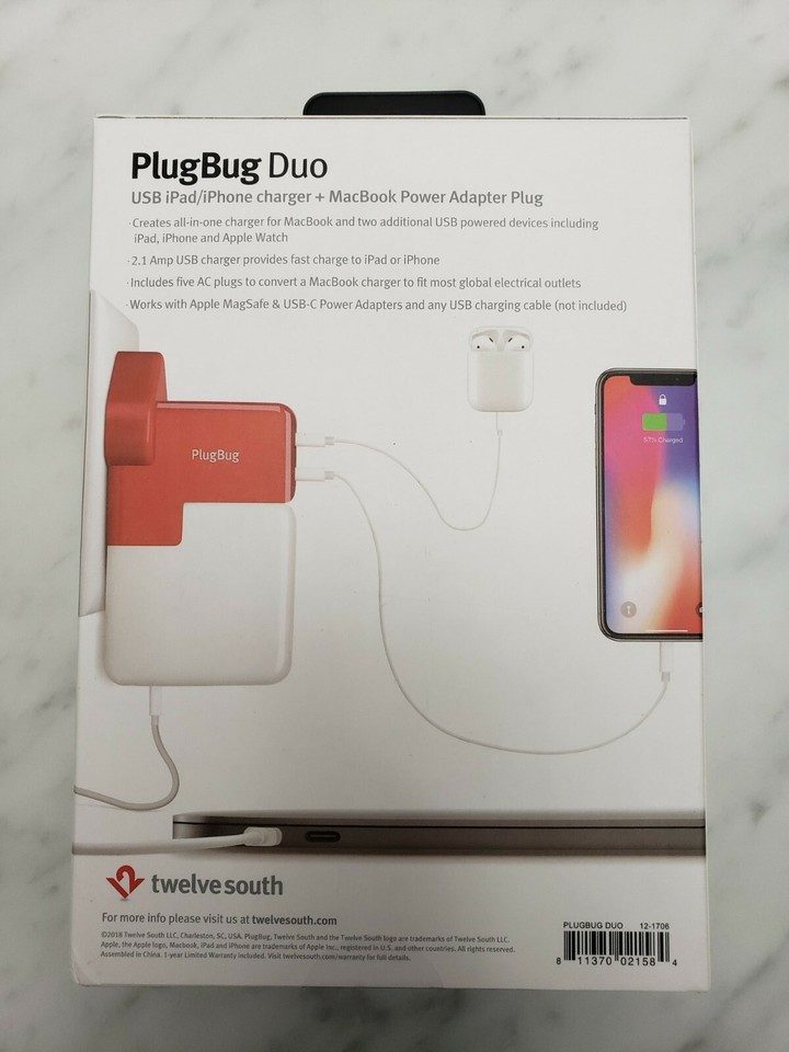 Twelve South PlugBug Duo Adapter Universal Apple MacBook + USB | eBay