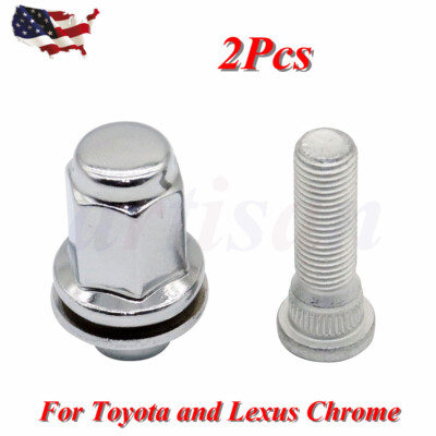 Wheel Lug Stud Hub + Lug Nut For Toyota and Lexus Chrome 2pcs/set 90942 ...
