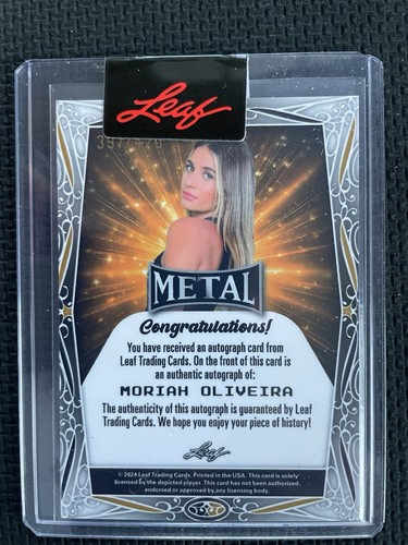 Moriah Oliveira 2023 2024 Leaf Metal Autograph Auto #'d 397/420 MIAMI ...