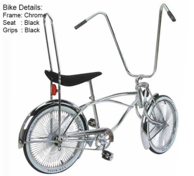 20" LOWRIDER CHROME BIKE W/144 SPOKE CHROME RIMS, 22" LONG HANDLEBAR ...