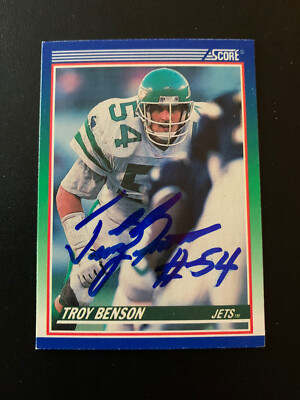 Troy Benson Signed 1990 Score #399 Card New York Jets Autograph COA | eBay