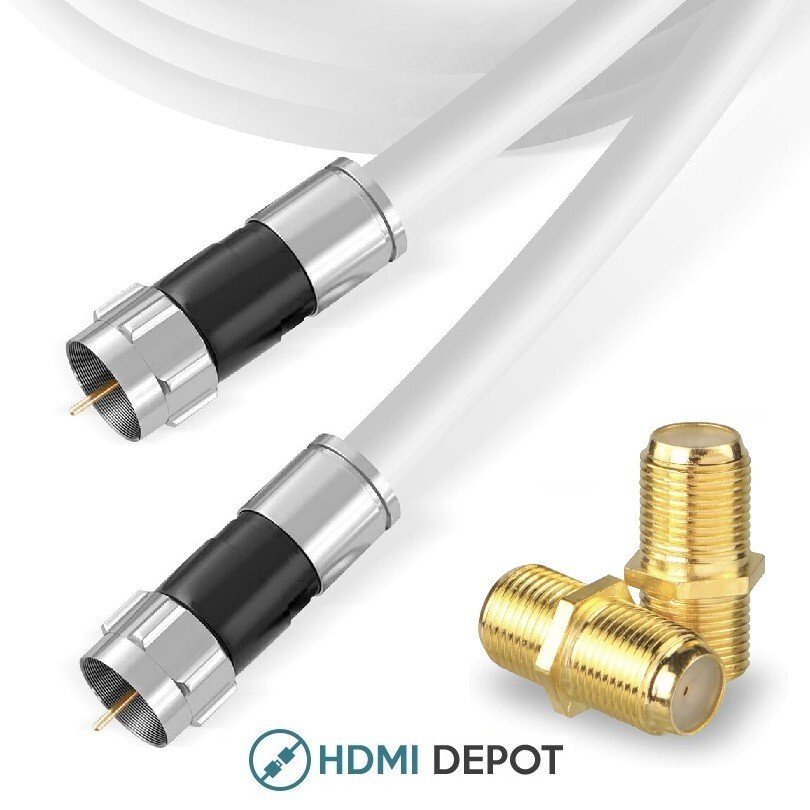 3 ft Premium COAX Cable 2 PACK with Adapters - RG6 Triple Shielded ...