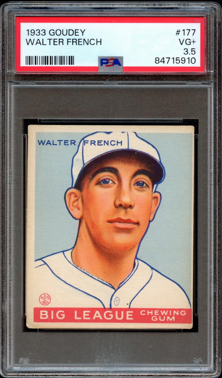 BB - 1933 Goudey - #177 - Walter French - PSA 3.5 - VG+ | eBay