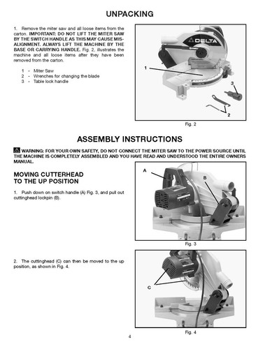 Instruction Manual Fits Delta 10 Inch Miter Saw 36-070 | eBay