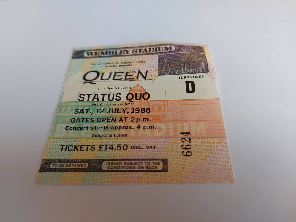 Queen 'A Kind Of Magic Tour' 1986 Tour Wembley Stadium Concert Ticket ...