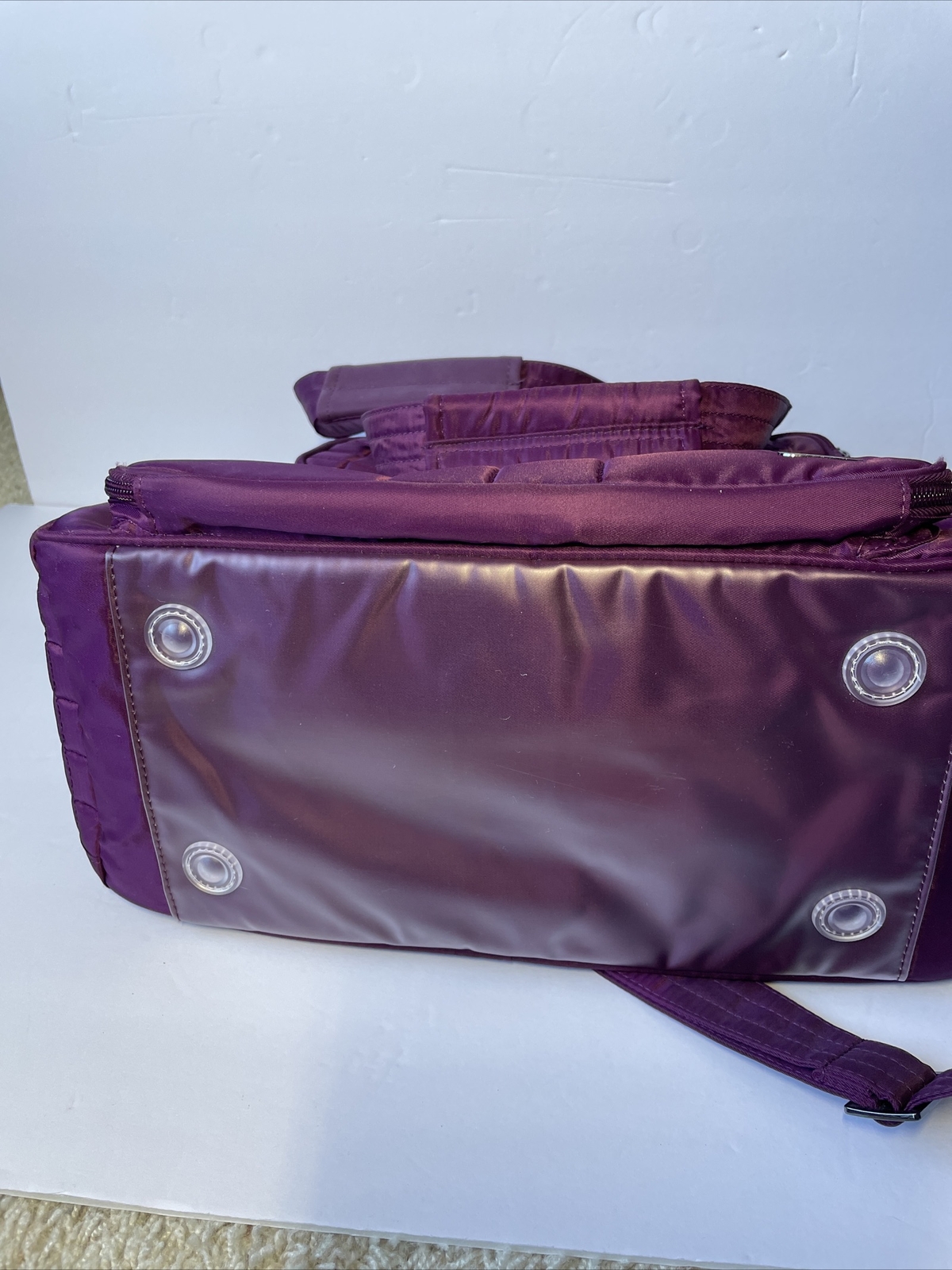 Lug Puddle Jumper Tote Bag Purple Plum Large Quilted Overnight Gym Bag ...