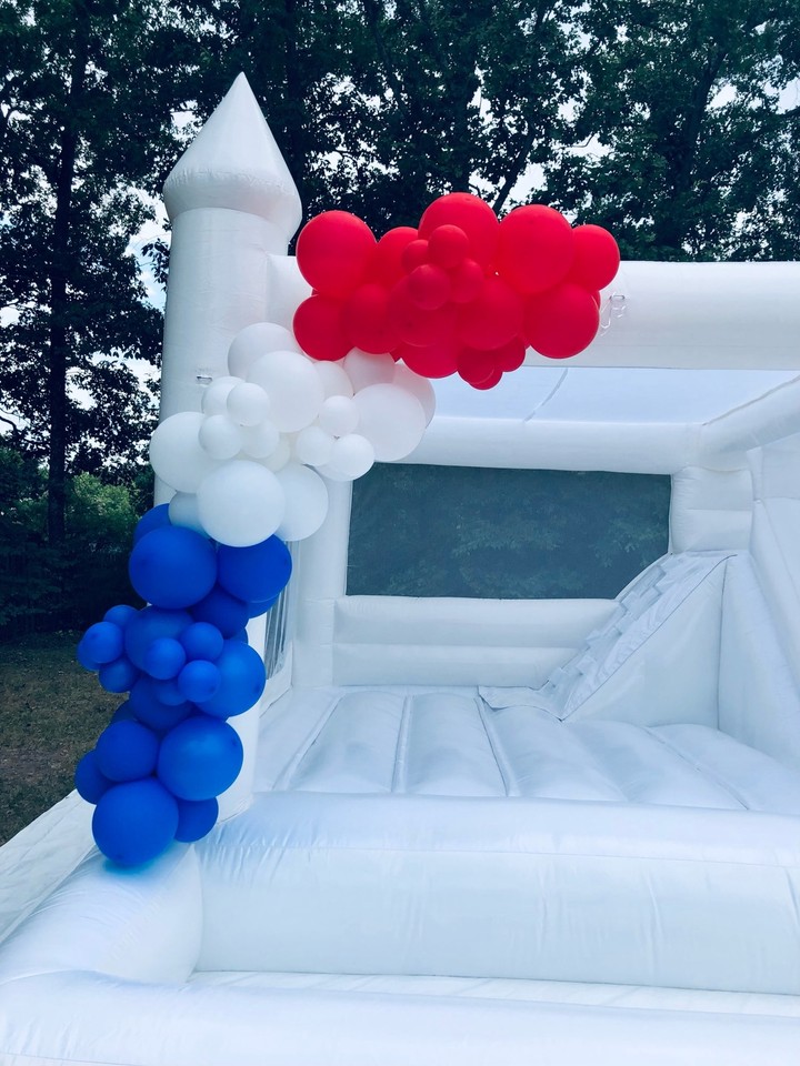 15x15x10ft White Inflatable Bounce House with Slide and Ball Pit Pool ...