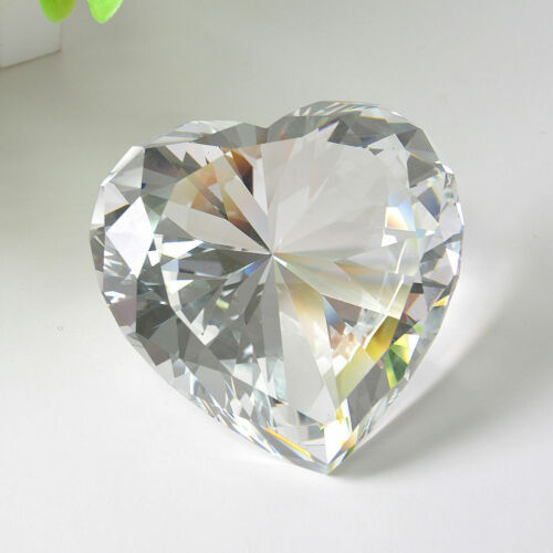 80mm Clear Heart Crystal Diamond Paperweight Wedding Anniversary Gift ...