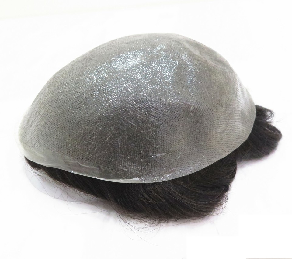 Super Thin Skin Male Wig Real Human Hair Toupee Hairpieces Darkest ...