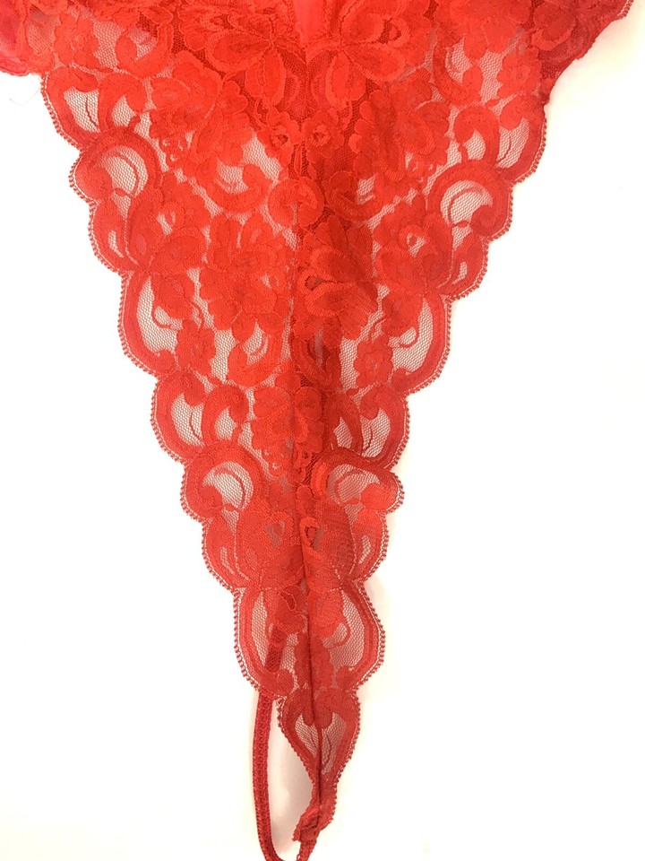 Vtg Victoria Secret GOLD LABEL Red Teddy Lace String Thong Lingerie ...