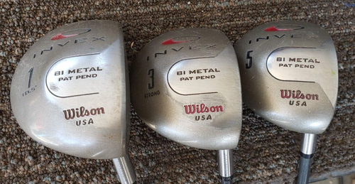 SET 3 WILSON INVEX BI METAL GOLF WOODS DRIVER 3 & 5 WOODS EXCELL W HC ...