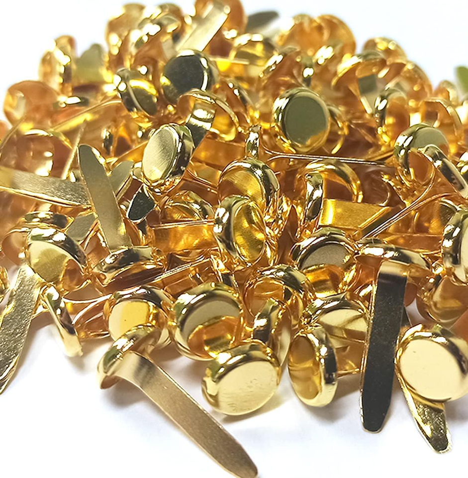 100 Pcs Brass Paper Fasteners, 8X17Mm Plated Mini Brads for ...