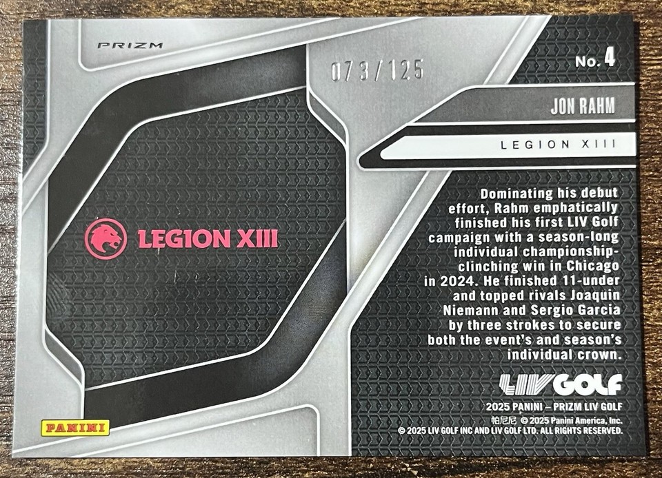 2025 Panini Prizm LIV Golf Logos Jon Rahm Red Prizm /125 Legion XIII #4 ...