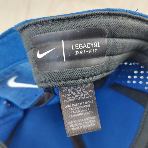 Nike Legacy 91 Dri Fit Hat Cap Blue Adjustable Vented Golf Tennis ...
