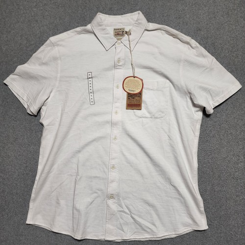Faherty Men’s Short Sleeve Knit Sunwashed Pocket Button Shirt White ...