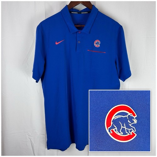 Nike Baseball Chicago Cubs Polo Shirt Large Blue Dri-Fit MLB Engineered ...