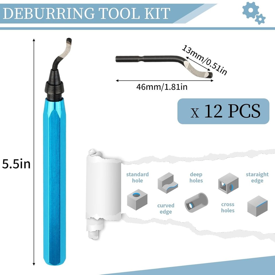 Deburring Tool with 12 High Speed Steel Blades, Deburring Tool 3D ...