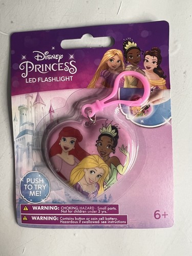 DISNEY PRINCESS LED FLASHLIGHT KEYCHAIN CLIP Belle Tiana Rapunzel ...