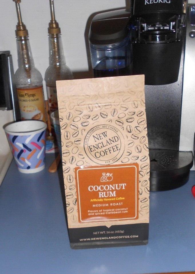 NEW ENGLAND COCONUT RUM GROUND COFFEE 1LB. BAG Med. roast | eBay